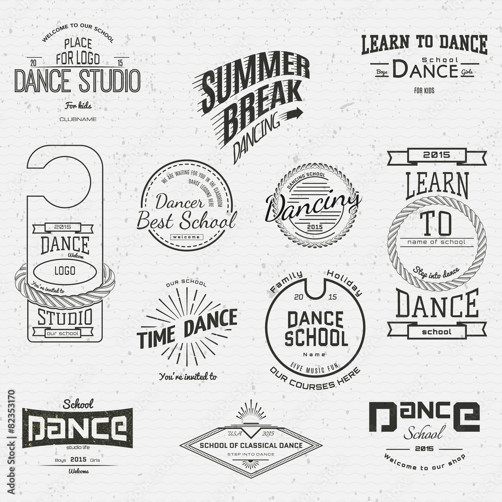 School of Dance badges logos and labels for any use Stock Vector ...