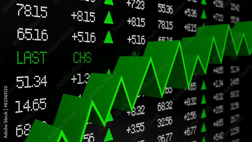Stock Market. 3D. Stock market data with uptrend vector Stock ...
