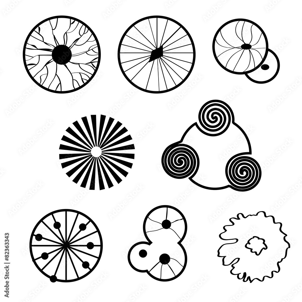 Outline set. Trees top view for landscape design Stock Vector | Adobe Stock