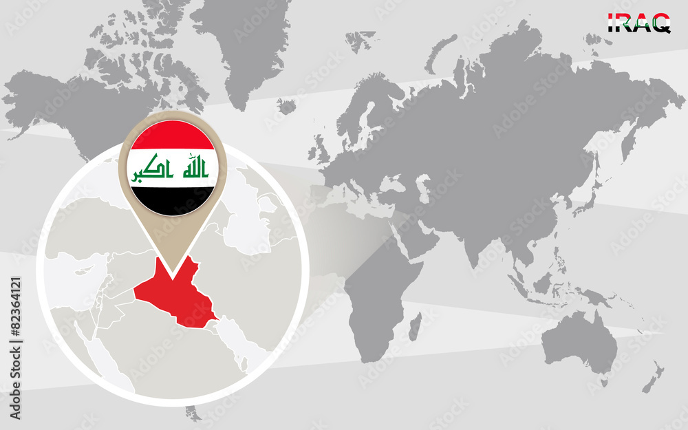 World map with magnified Iraq Stock Vector | Adobe Stock