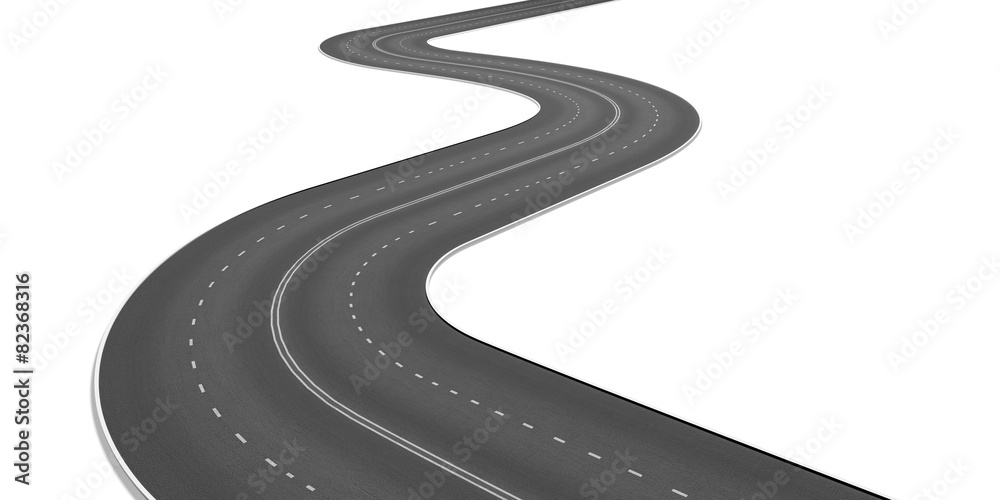 Road. 3D. Curved asphalt road Stock Illustration | Adobe Stock
