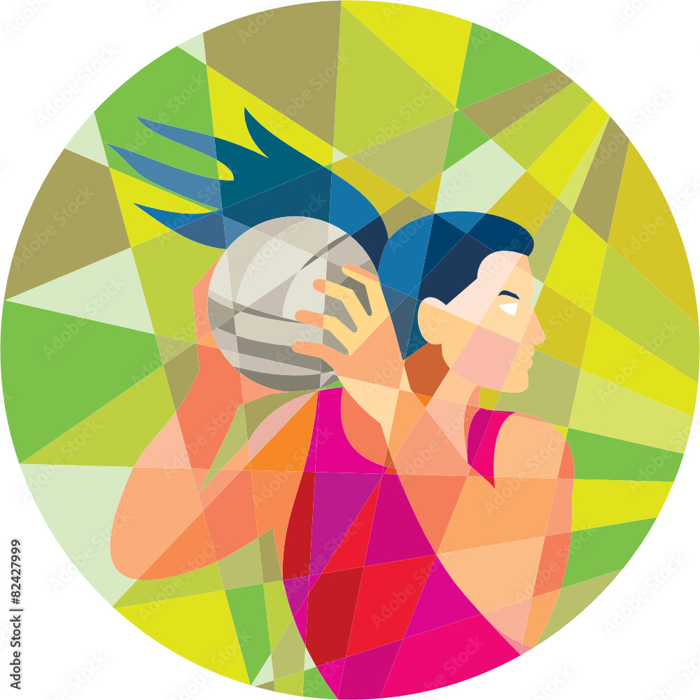 Netball Player Ball Rebound Low Polygon Stock Vector | Adobe Stock