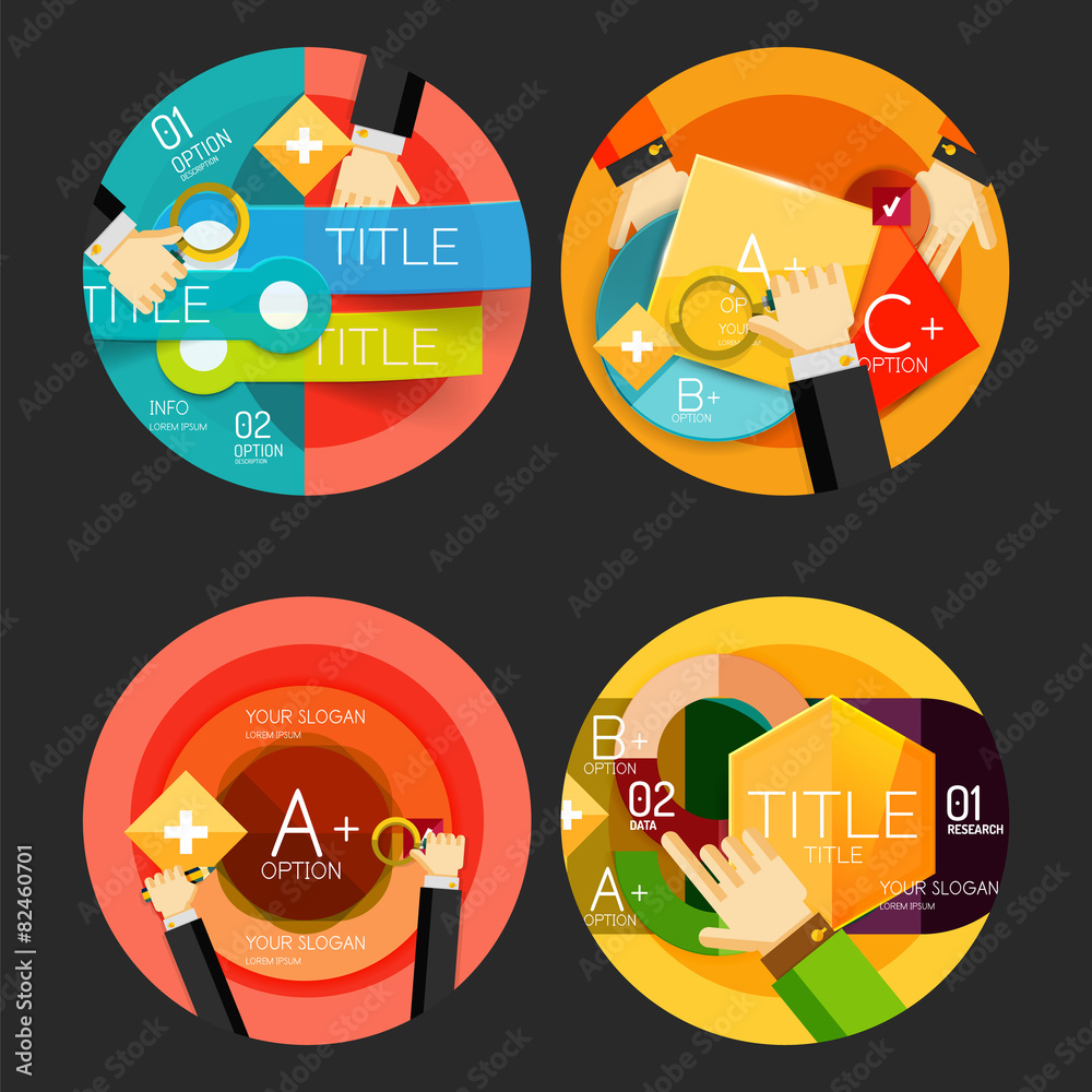Set of option presentation labels, flat design web infographic Stock ...