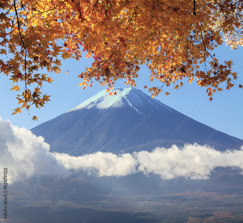 Mt. Fuji with fall colors in Japan Stock Photo | Adobe Stock