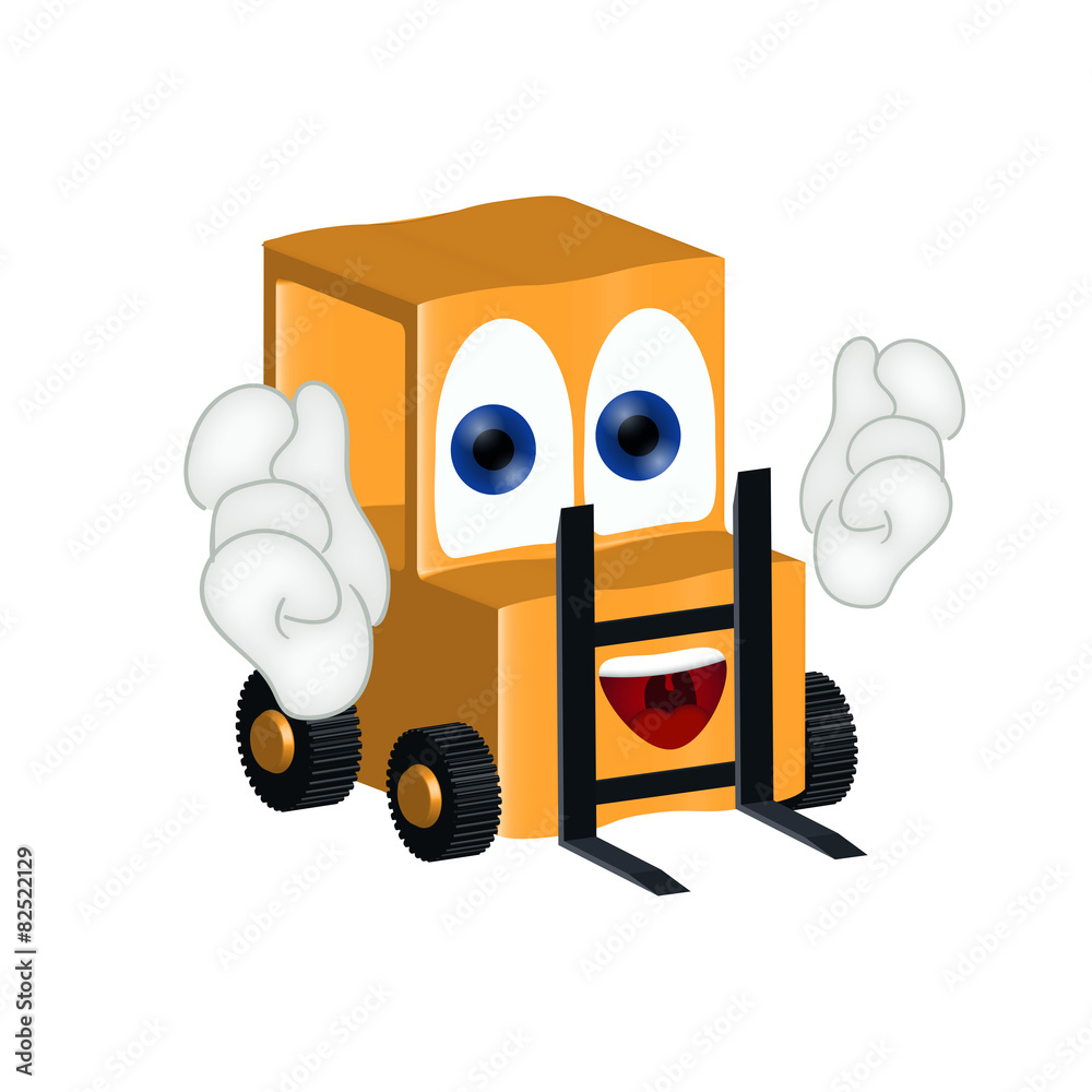 Funny forklift-truck cartoon comic illustraton Stock Illustration ...