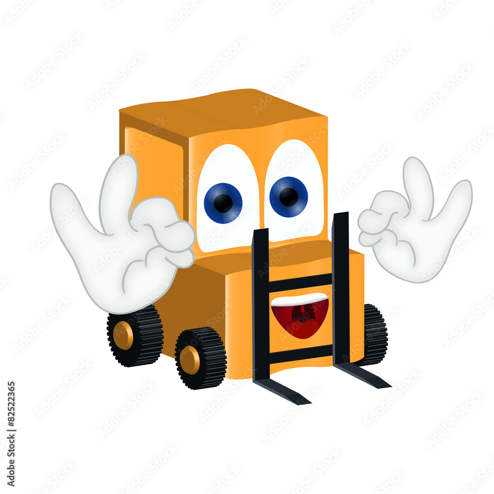 Funny forklift-truck cartoon comic illustraton Stock Illustration ...