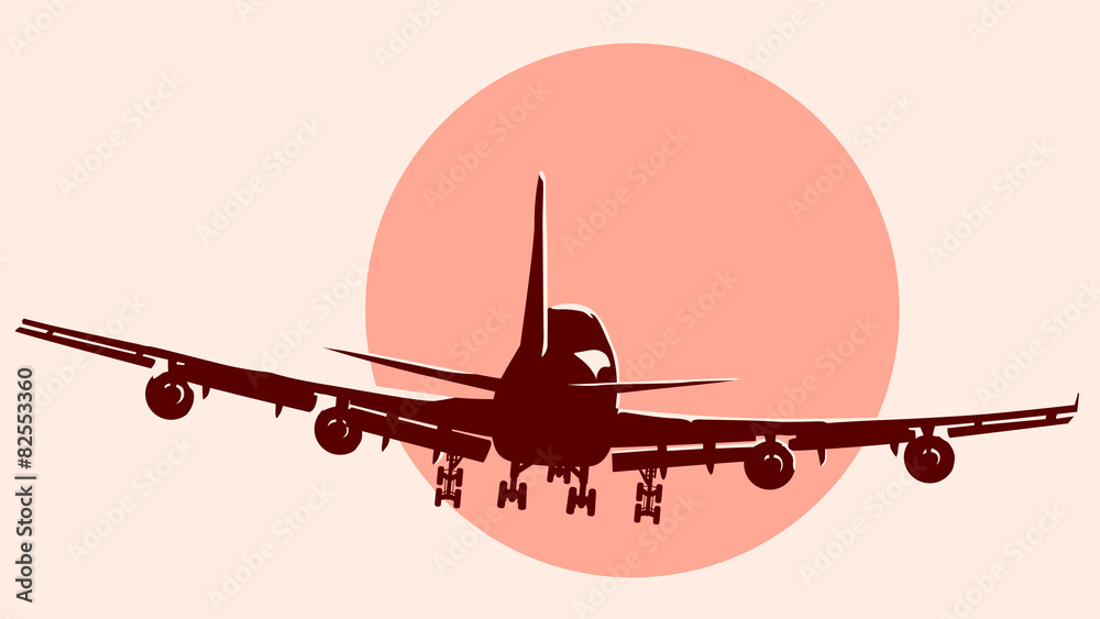 Round logo illustration of flying airplane. Stock Vector | Adobe Stock