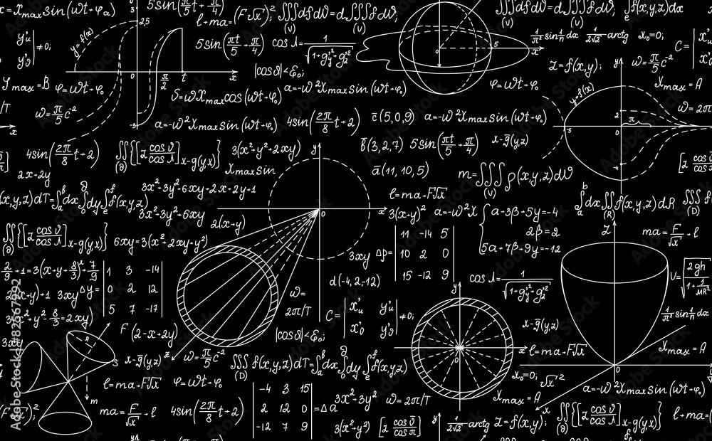 Vector mathematical seamless texture with formulas Stock Vector | Adobe ...