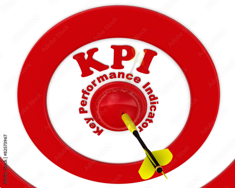 KPI (Key Performance Indicators). Red target with inscription Stock ...