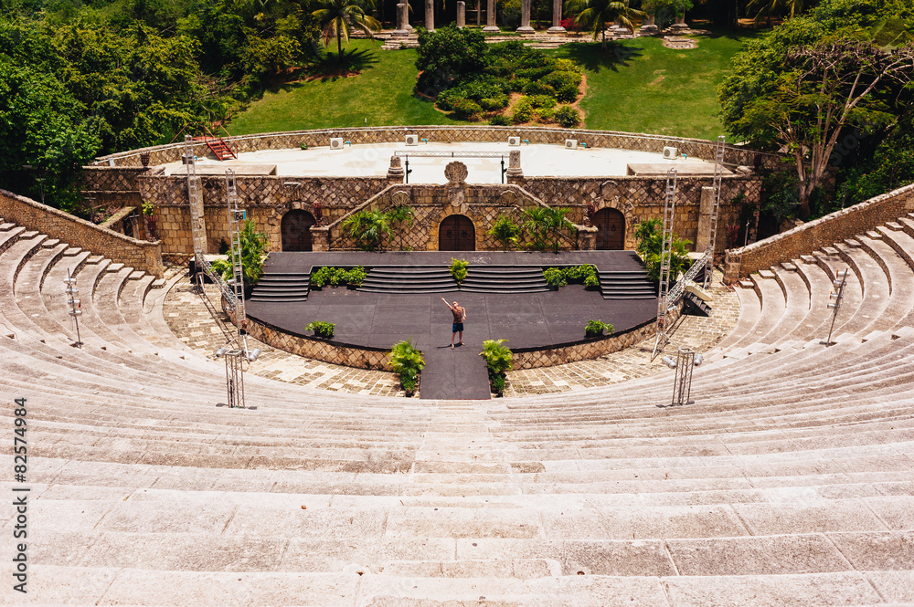 Amphitheater in ancient village Altos de Chavon - Colonial town Stock ...