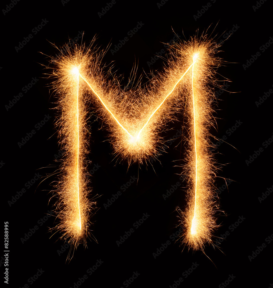 M letter drawn with bengali sparkles Stock Photo | Adobe Stock