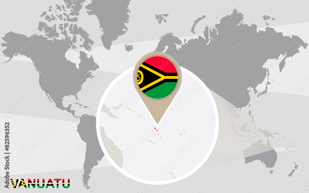 Poster World map with magnified Vanuatu – Wall Art | UkPosters