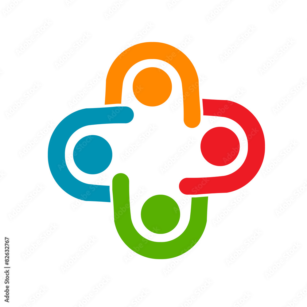 Teamwork Meeting, Group of 4 people relationship logo Stock Vector ...