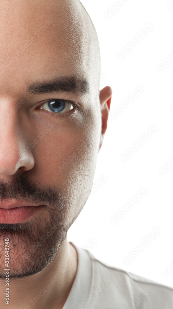 Bald man model on a white background. Stock Photo | Adobe Stock