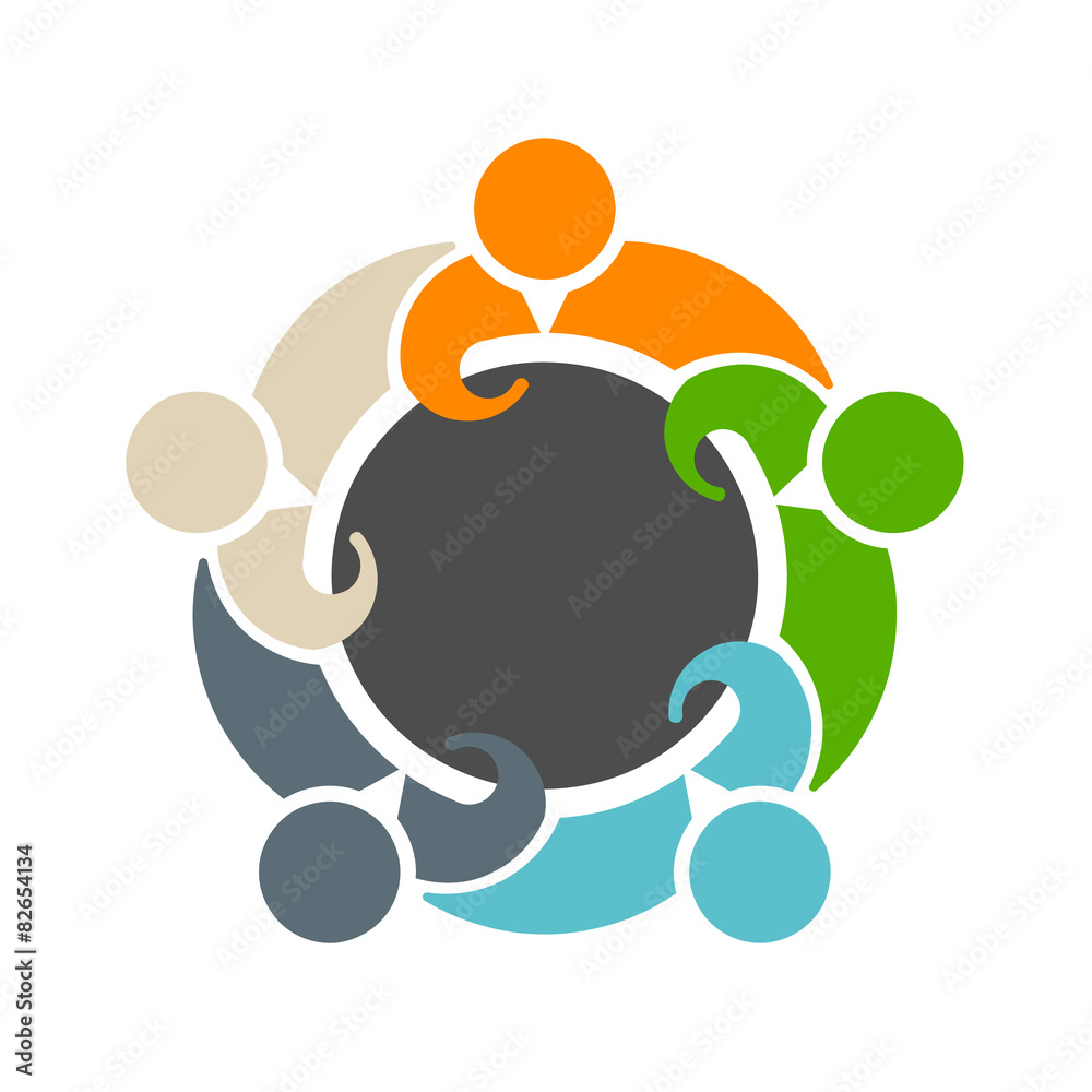 Teamwork meeting 5 in round table Stock Vector | Adobe Stock