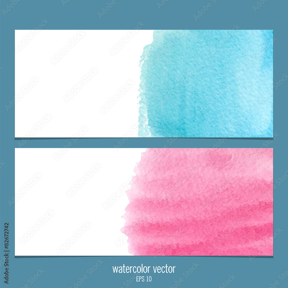 Watercolor vector banners pink and blue. Stock Vector | Adobe Stock