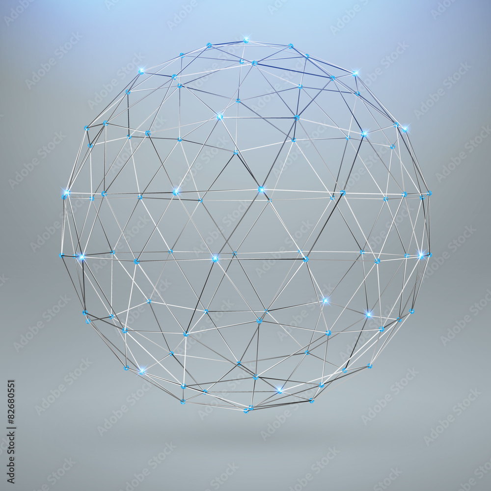 Wireframe polygonal element. 3D sphere with Diamonds Stock Vector ...