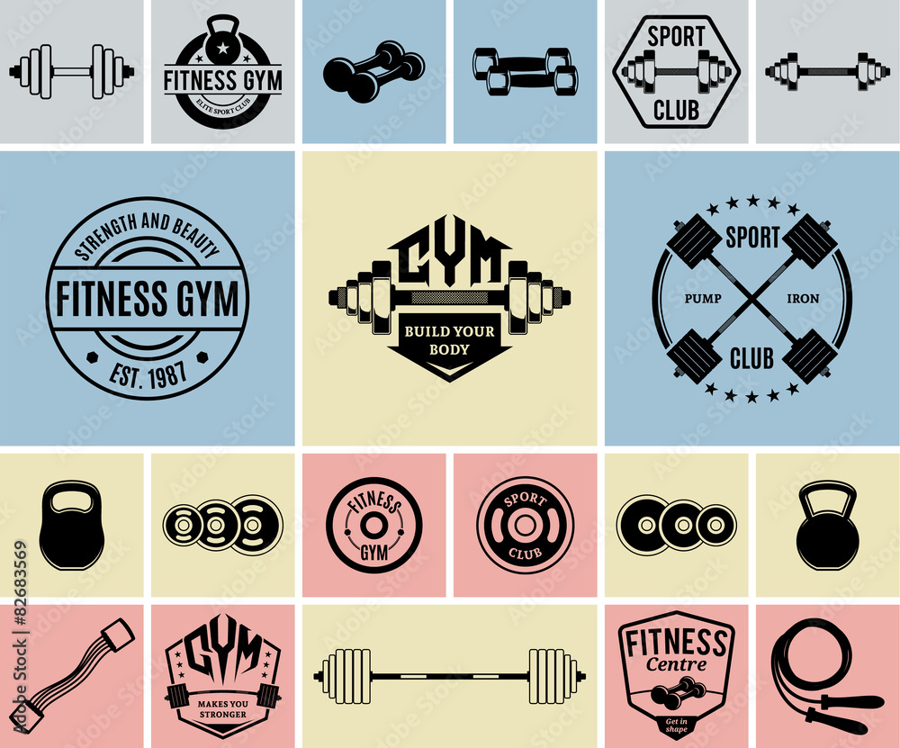 Vector Fitness and Gym Logotypes, Icons and Labels Templates Stock ...