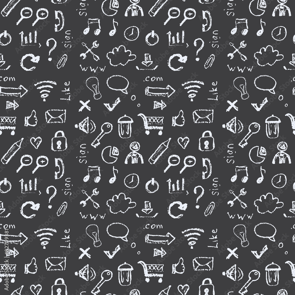 Seamless pattern Web icons painted on a black background Stock Vector ...