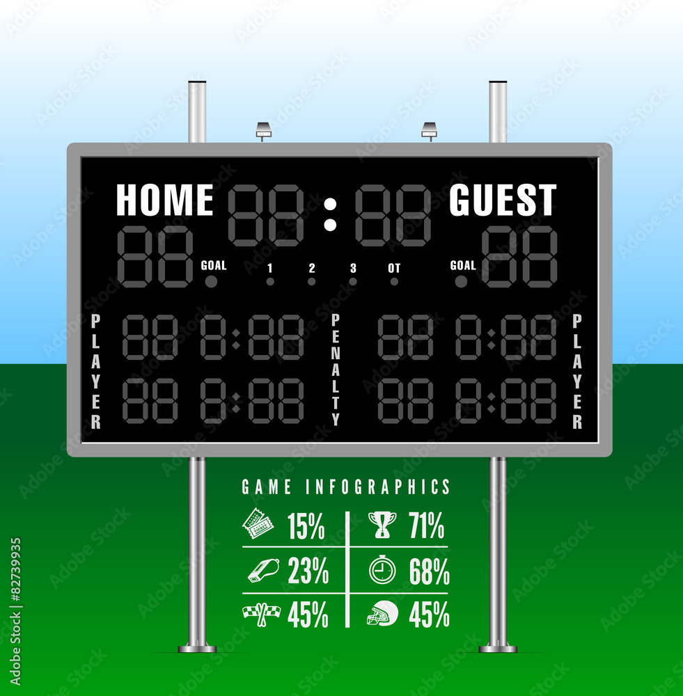 American football scoreboard with infographics Stock Vector | Adobe Stock