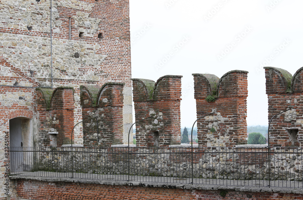 battlements of the castle on the walls to protect the medieval s Stock ...