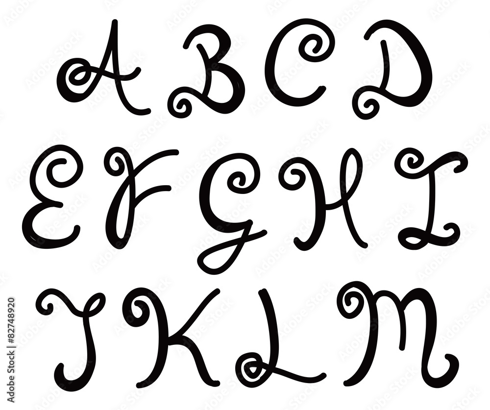 hand drawn curly letters Stock Vector | Adobe Stock