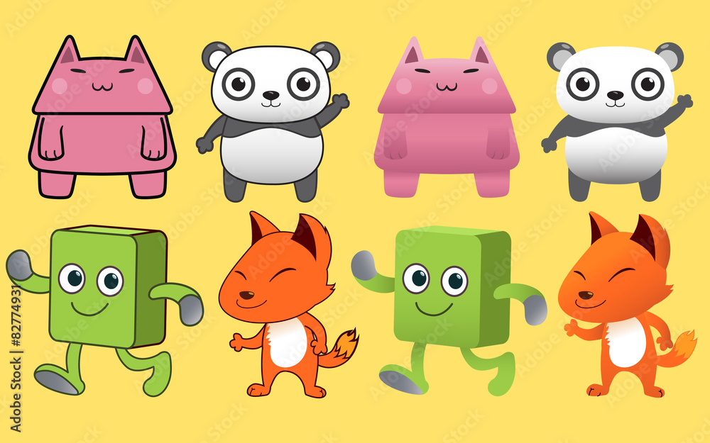 Cartoon 2d animal chararcter Stock Vector | Adobe Stock