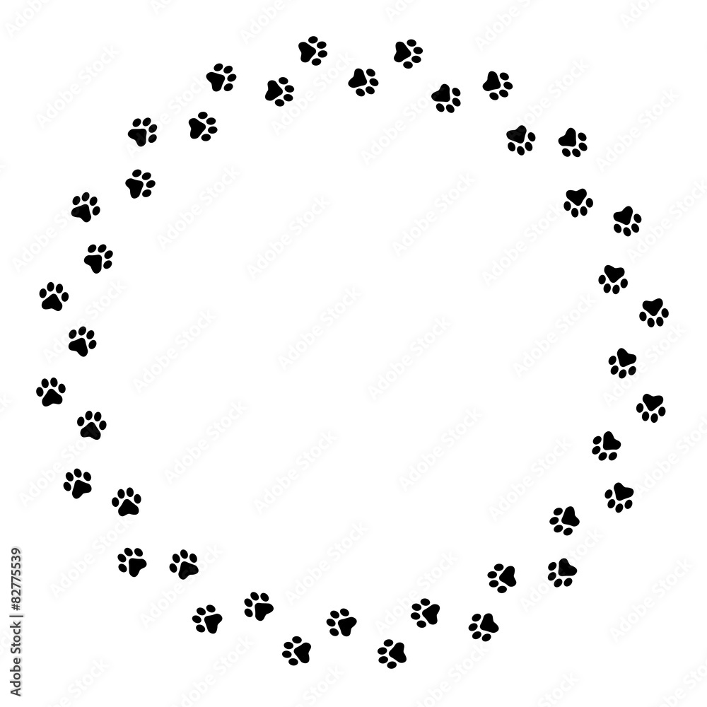 Paw prints circle frame Stock Vector | Adobe Stock