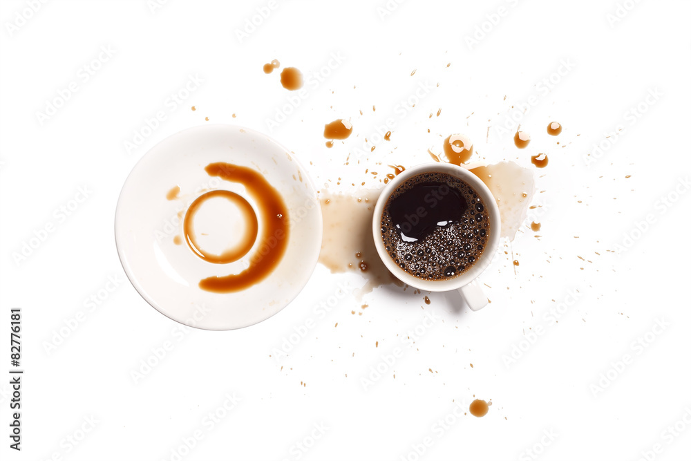 coffee spill stain accident white background Stock Photo | Adobe Stock