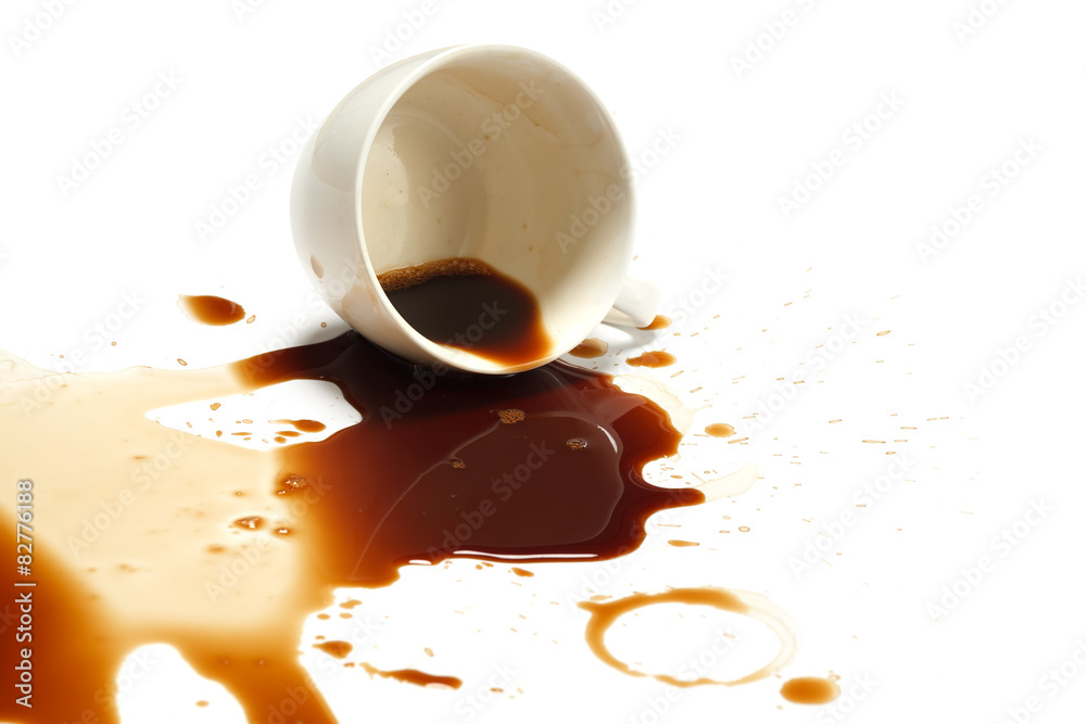 coffee spill stain accident white background Stock Photo | Adobe Stock