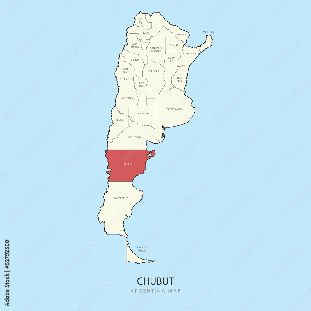 Chubut Argentina Map Region Province Vector Illustration vector de ...