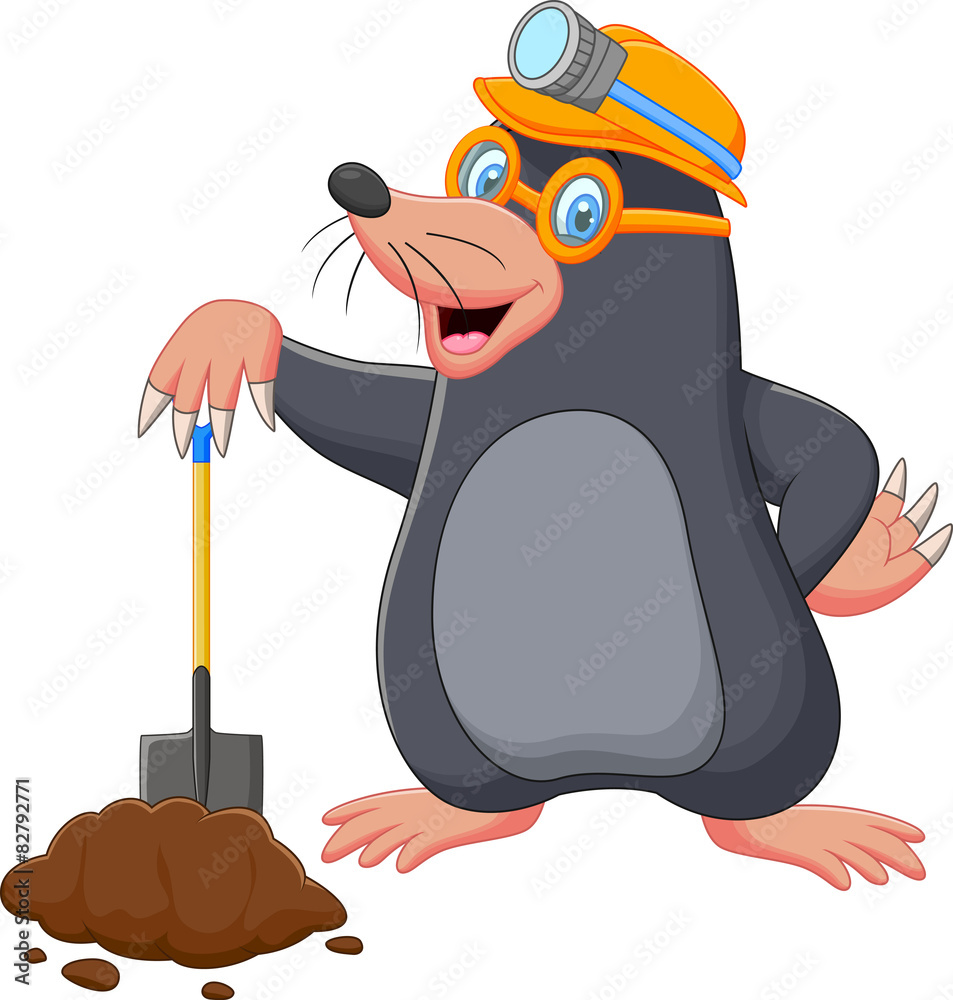 Cartoon mole holding shovel Stock Vector | Adobe Stock