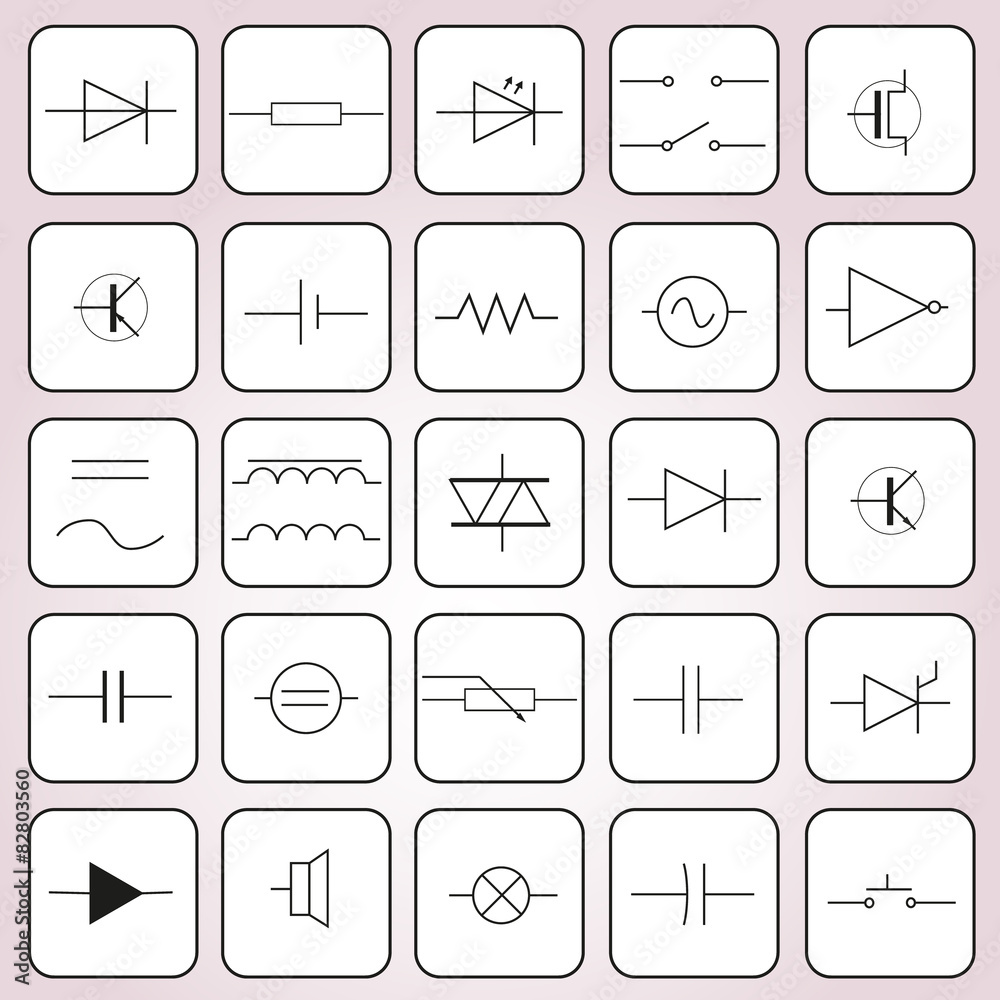 schematic symbols in electrical engineering set eps10 Stock Vector ...