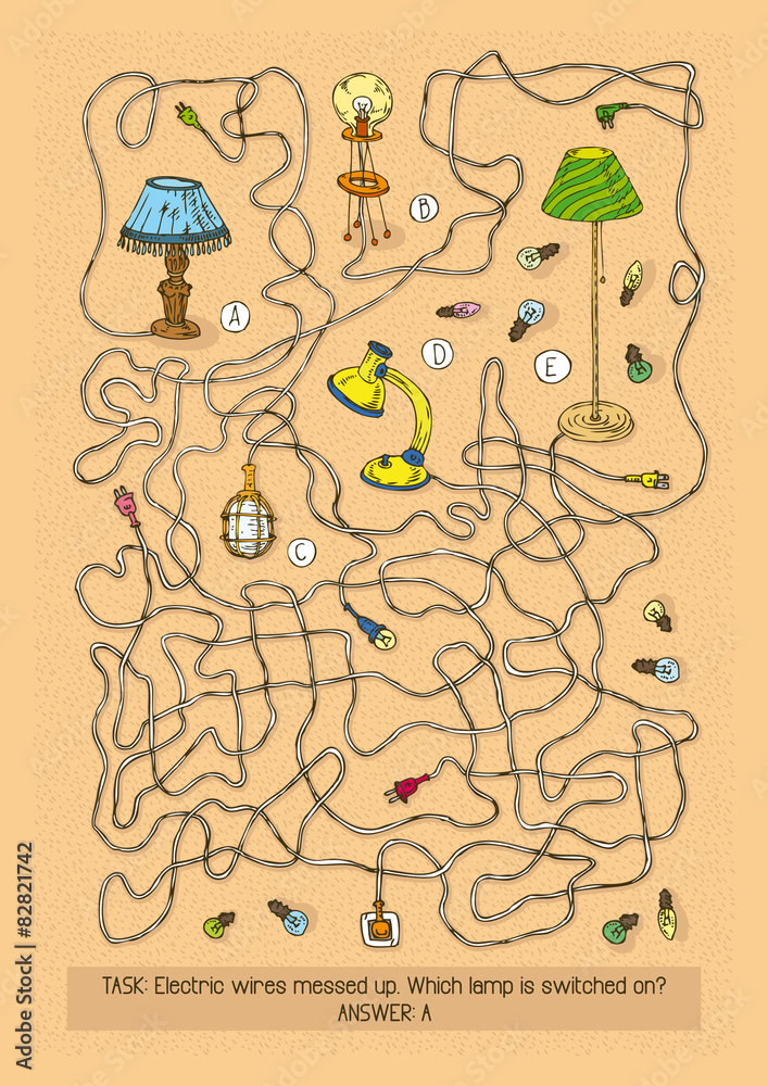 Lamp Maze Game Stock ベクター | Adobe Stock