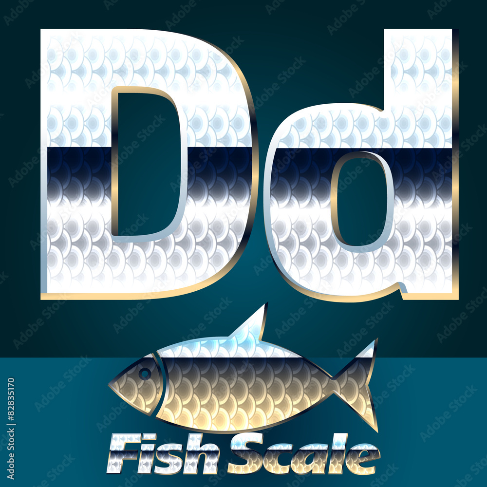 Vector set of fish scale font. Letter D Stock Vector | Adobe Stock