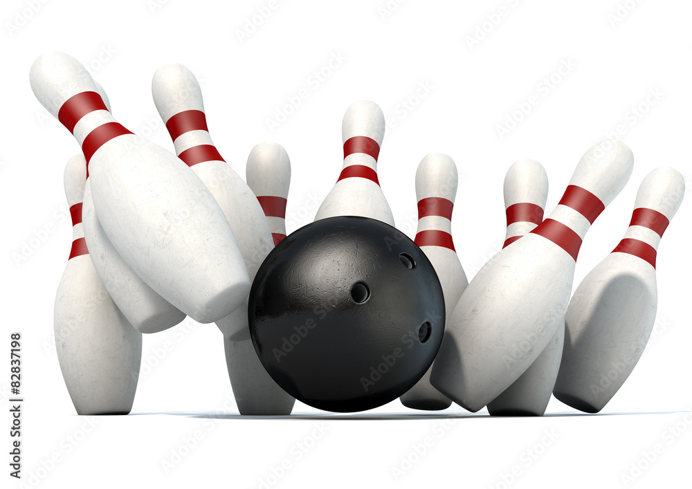 Ten Pin Bowling Pins And Ball Stock Illustration | Adobe Stock