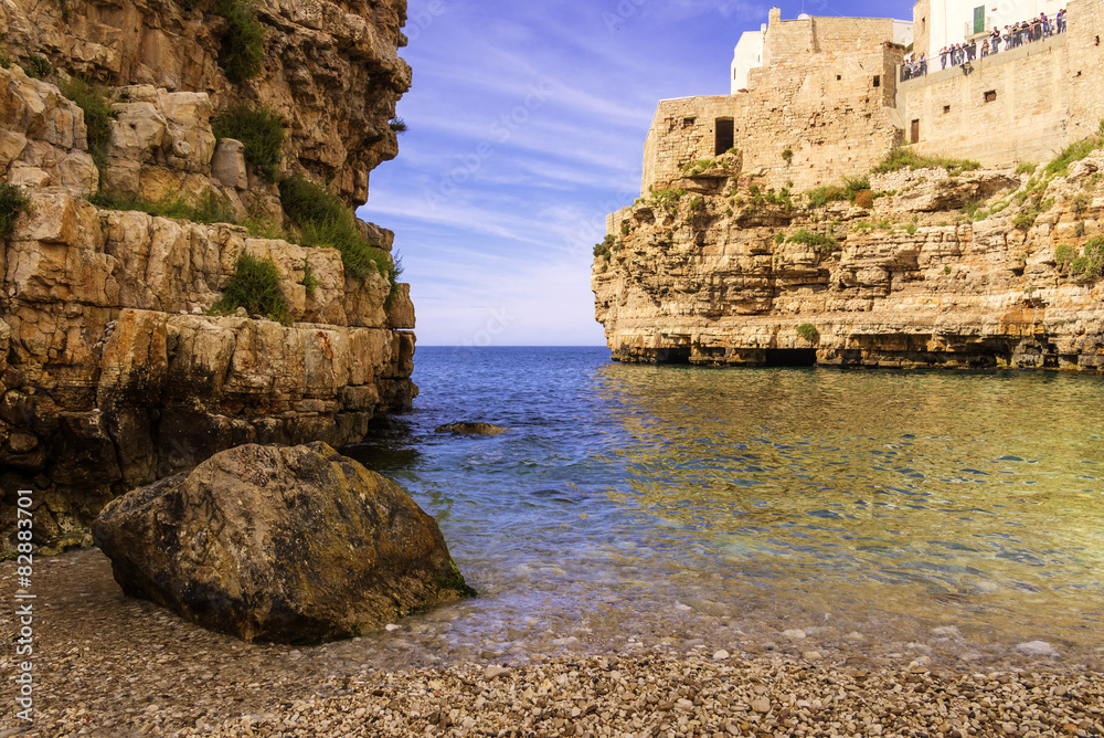 .Polignano a Mare:spiaggia Cala Porto.ITALIA(Puglia) Stock Photo ...