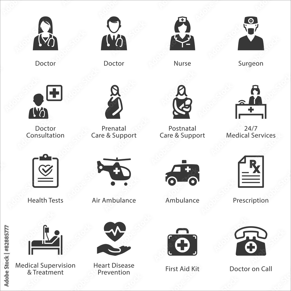 Medical & Health Care Icons Set 1 - Services Stock Vector | Adobe Stock