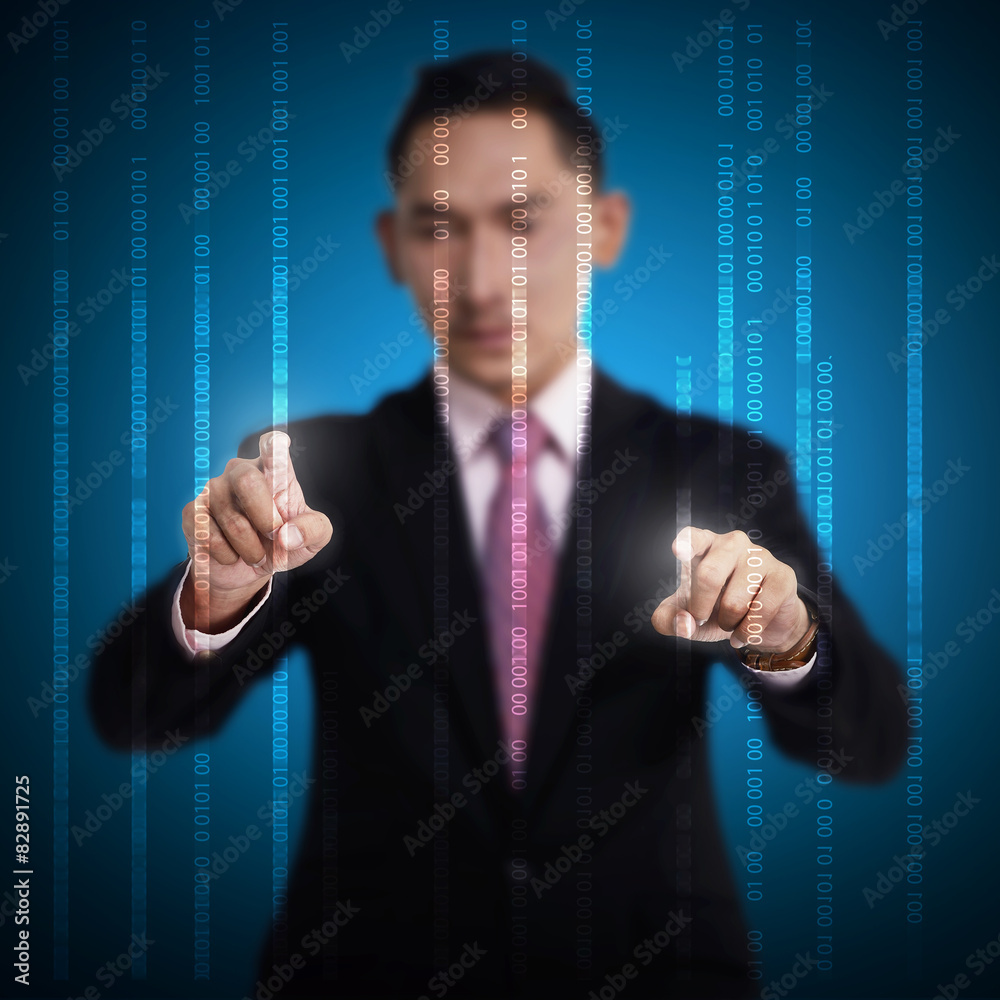 Man Touch Binary Code Stock Photo | Adobe Stock