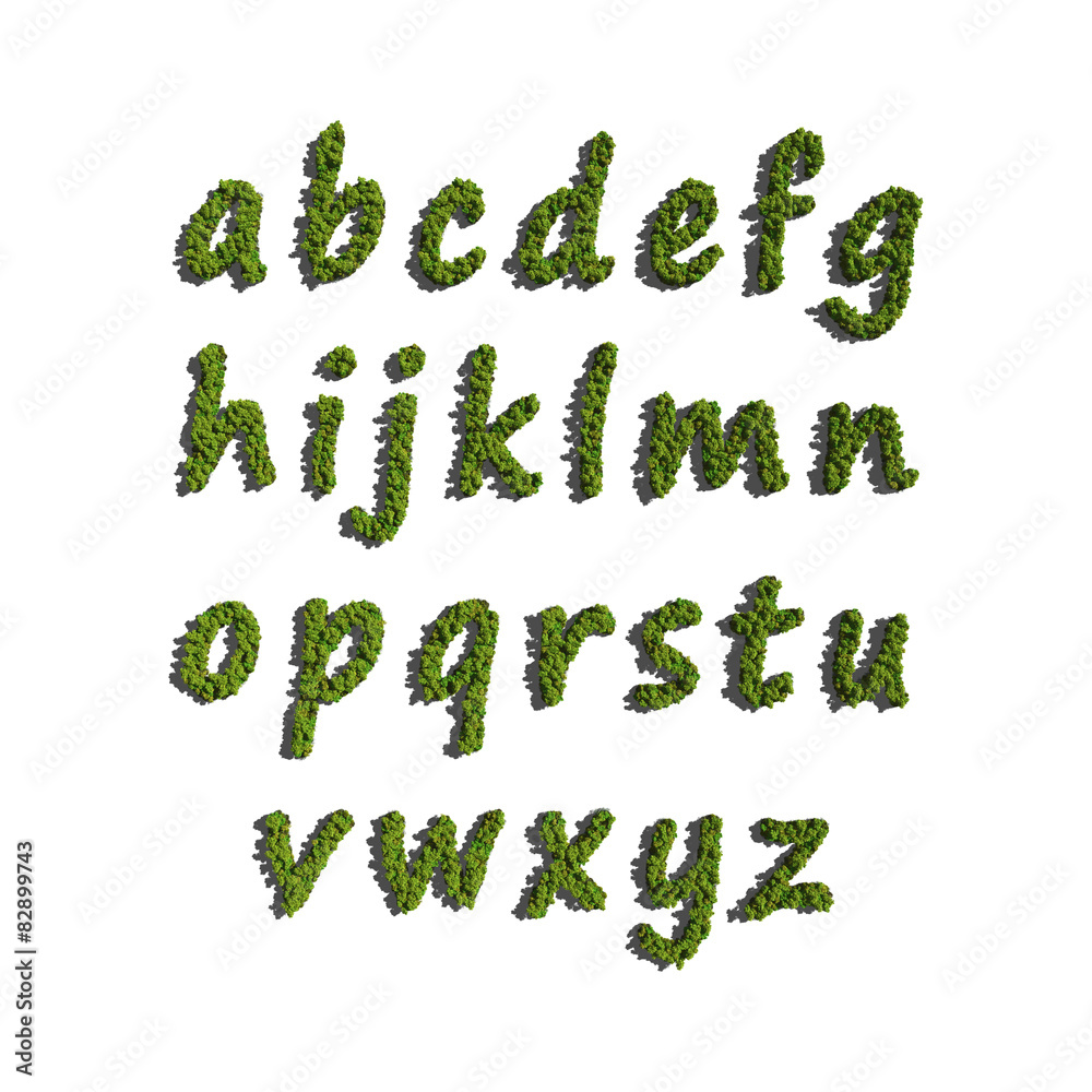 abc alphabet small letter create by tree white background Stock ...