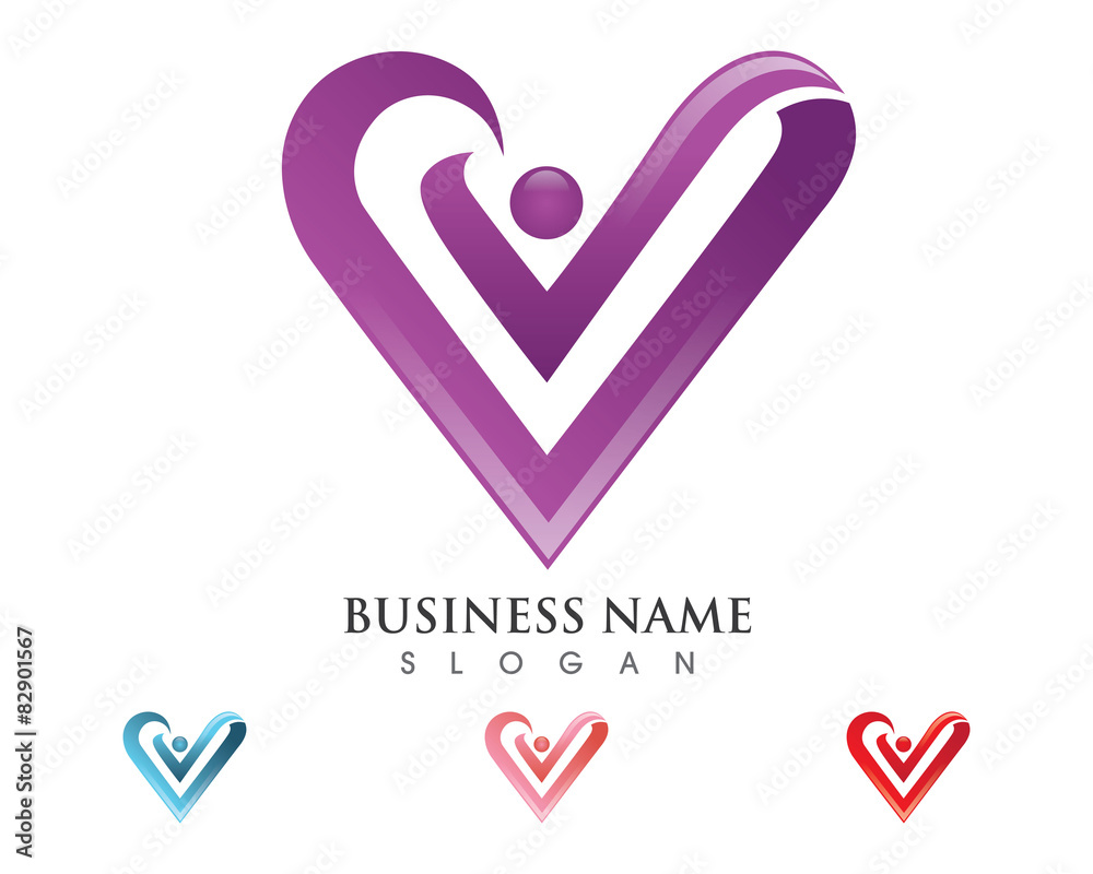 V Love Logo Stock Vector | Adobe Stock