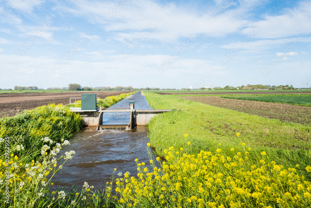 Small weir for water level control in a Dutch polder Stock-Foto | Adobe ...