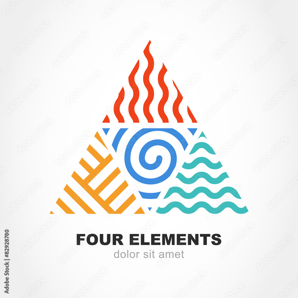 Vetor de Four elements simple line symbol in pyramid shape. Vector logo ...