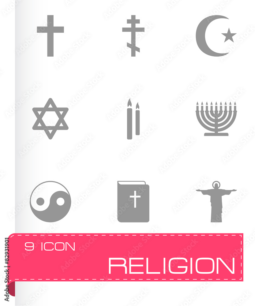 Vector black religion icons set Stock Vector | Adobe Stock