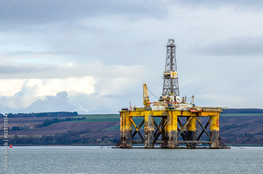 Oil Rig Anchored off the Coast of Scotland Stock Photo | Adobe Stock