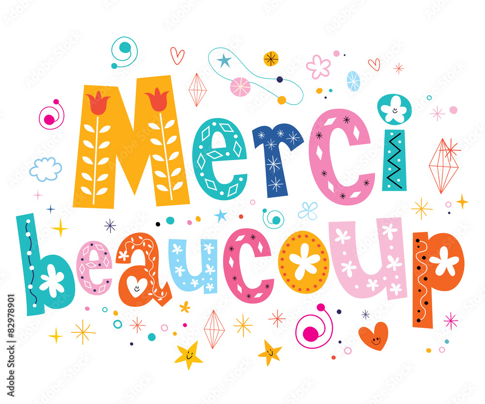 Merci beaucoup thank you very much in French lettering design Stock ...