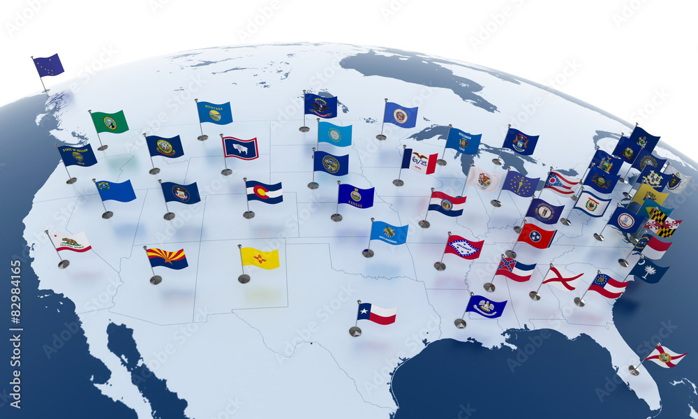 Flags of the U.S. states on American continent Stock Illustration ...