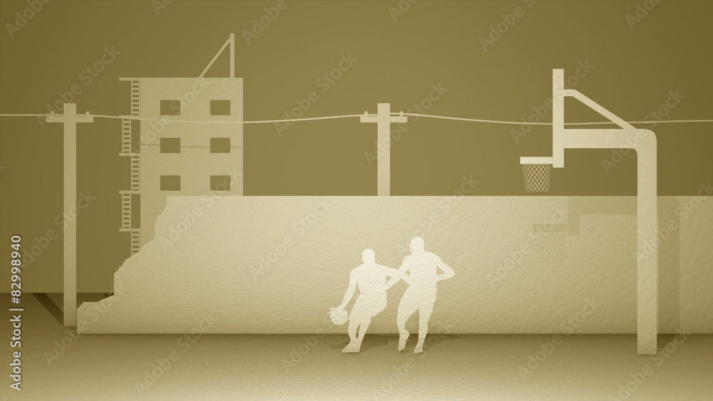 2D animation background for urban tv shows - street basketball Stock ...