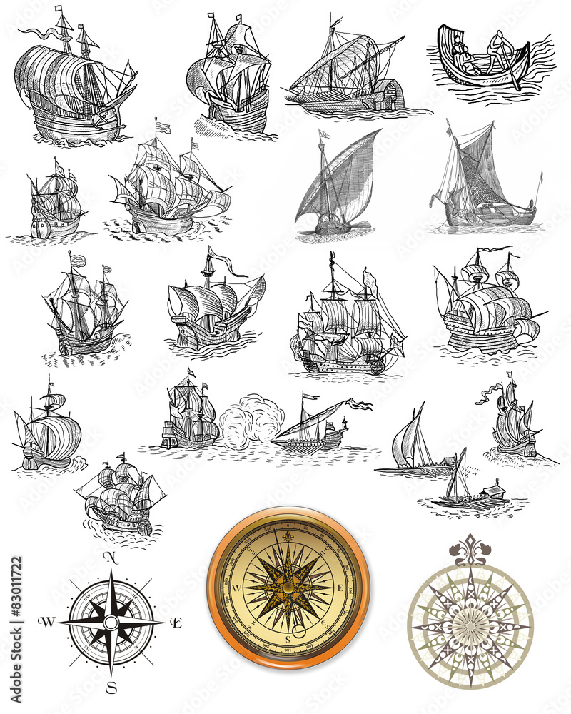 Old pirate map icons Stock Illustration | Adobe Stock