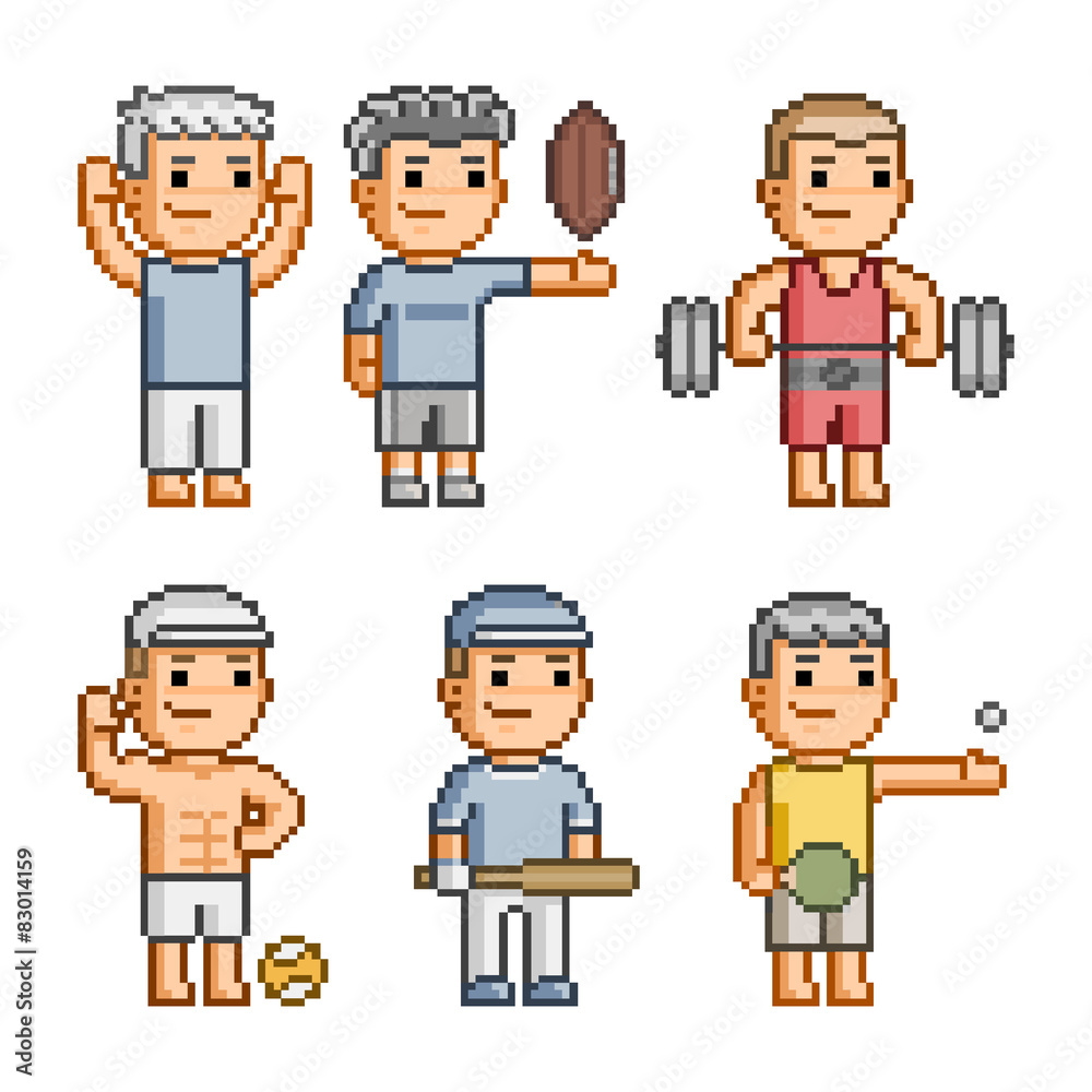 Pixel art collection of various sports Stock Vector | Adobe Stock